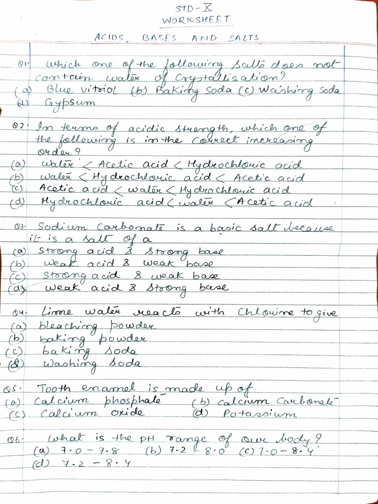 STD 10 - Chem - Worksheet | PDF