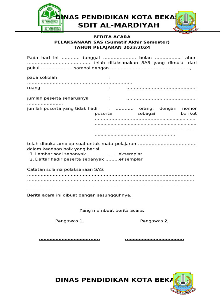 Berita Acara Tryout 2023-2024 | PDF | Seni