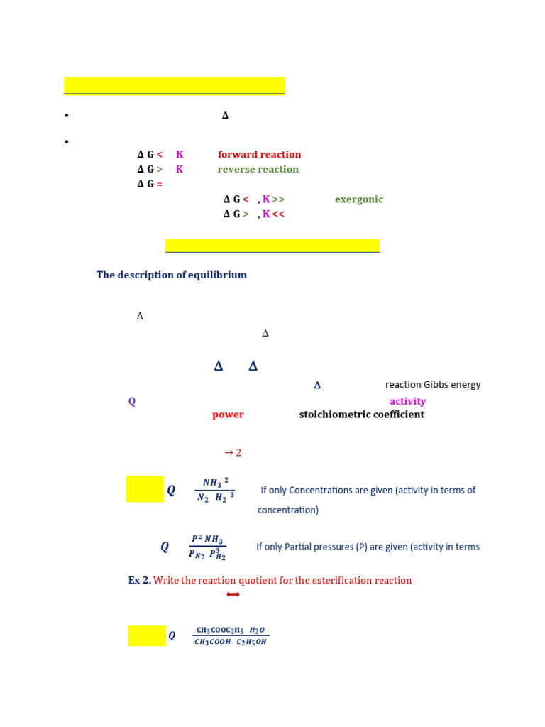 Unit 3. Chapter 1. Chemical Equilibrium Summary 2024 | PDF | Unit ...