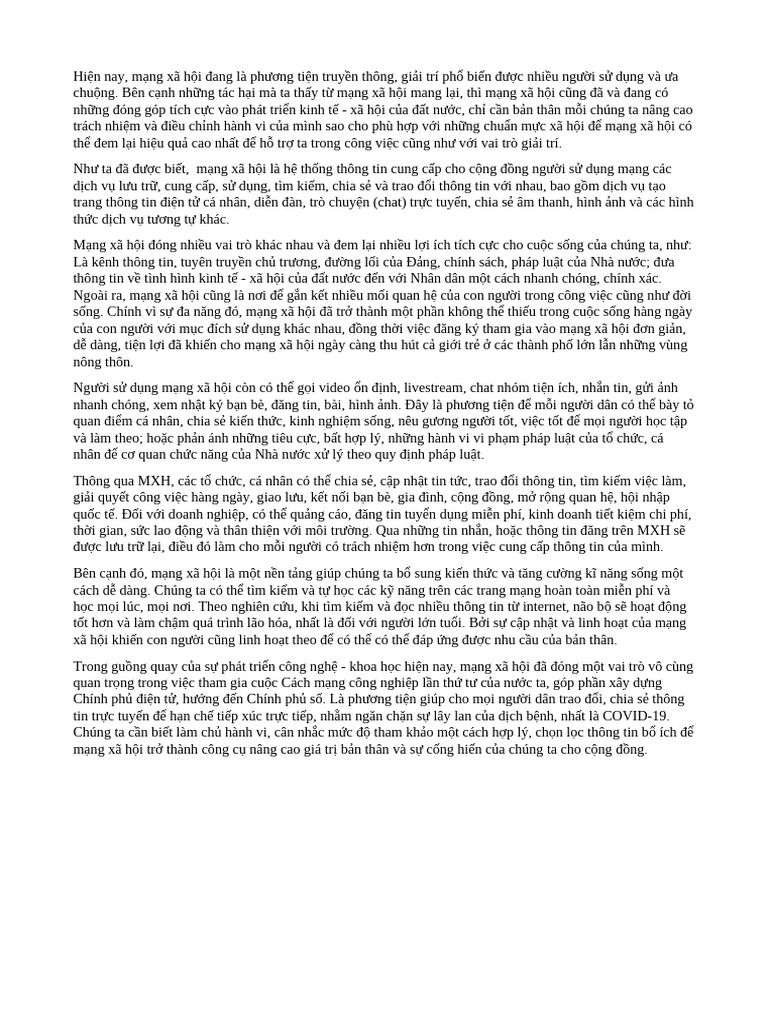Hư NG Tích C C C A Văn Hóa S D NG M NG Xã H I | PDF