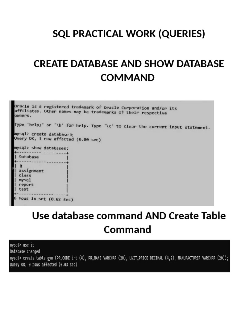 SQL Practical Work | PDF