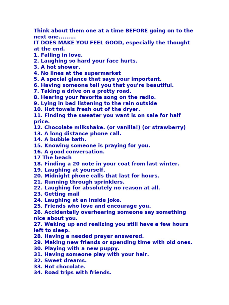 50 Things That Make You Feel Good | PDF | Art