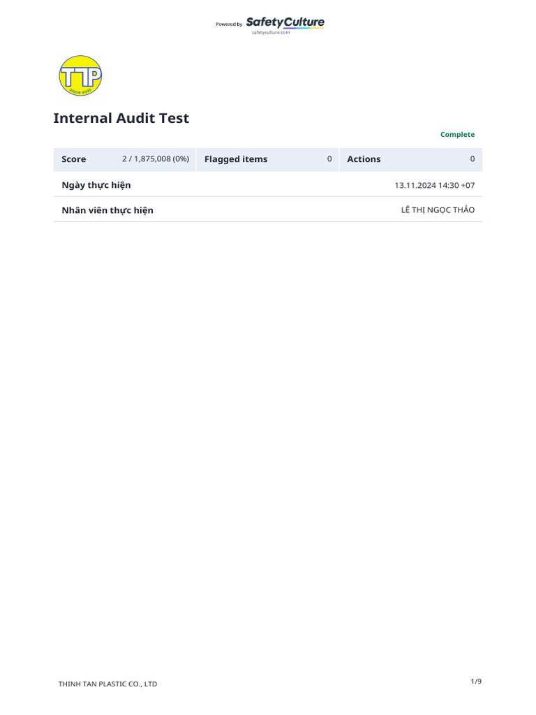 Internal Audit Test | PDF
