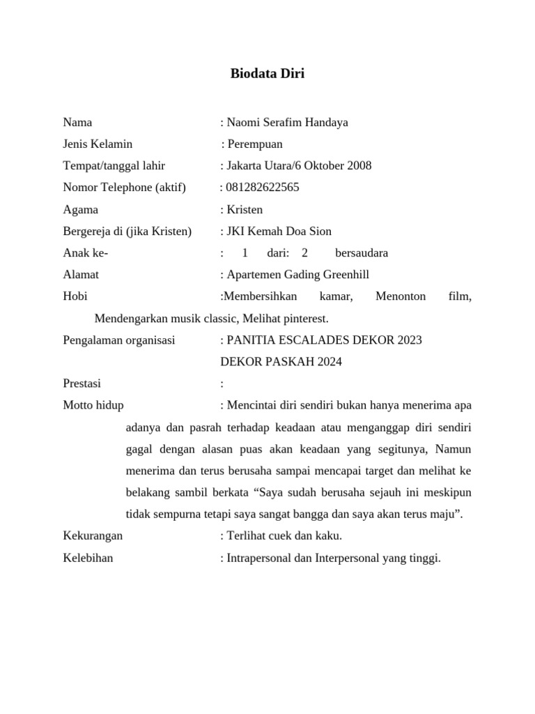 Biodata | PDF