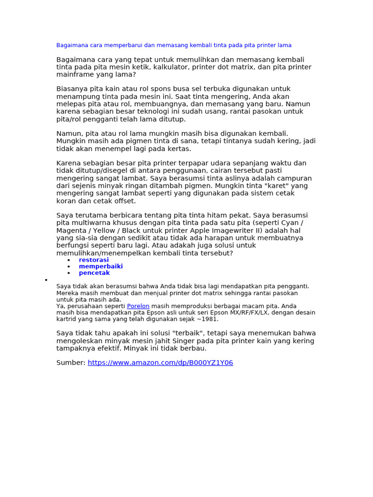 Bagaimana Cara Memperbarui Dan Memasang Kembali Tinta Pada Pita Printer ...