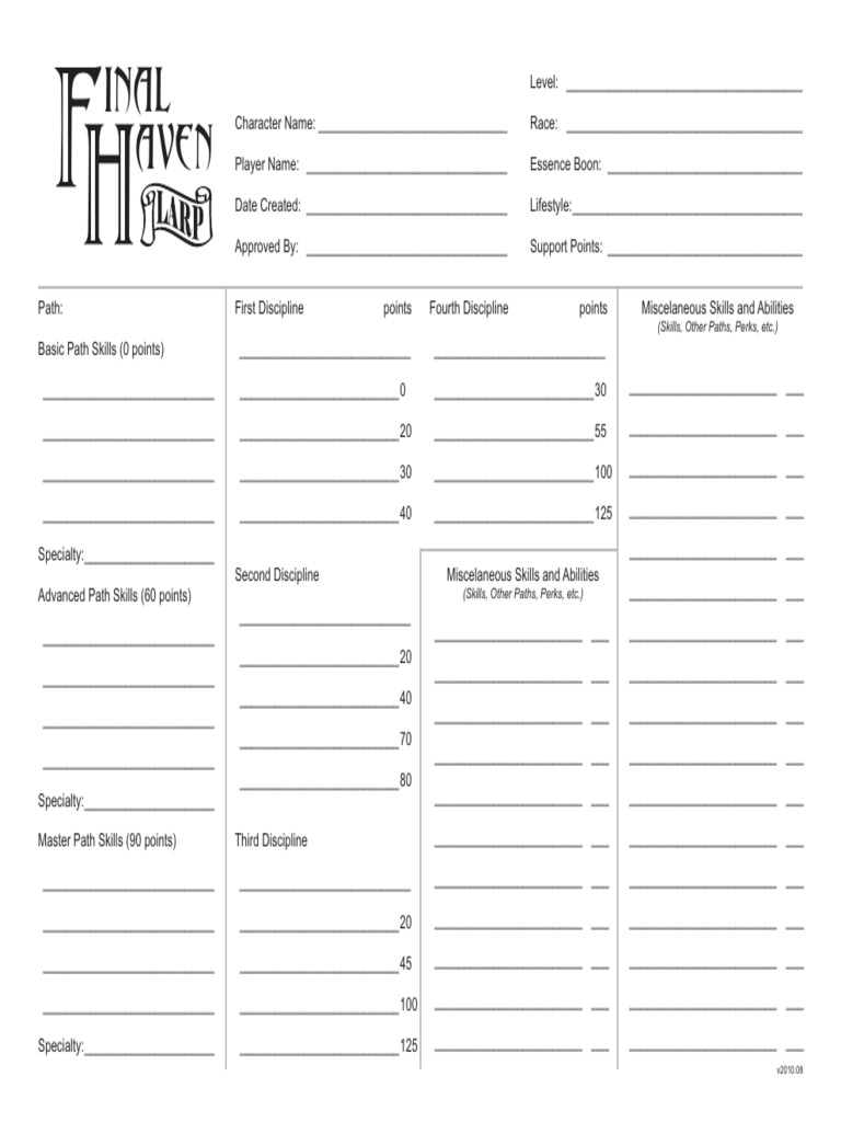 Winter Haven Character Sheet | PDF | Multiplayer Online Games | Role ...