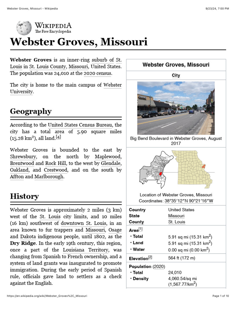 Webster Groves, Missouri - Wikipedia | PDF | Race And Ethnicity In The ...