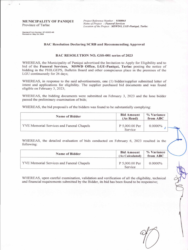GSS 2023 001 Funeral Services MSWD Office LGU Paniqui Tarlac | PDF