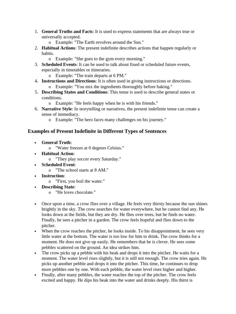 Understanding Present Indefinite Tense | PDF
