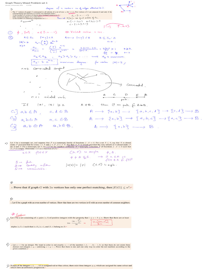 Graph Theory Mixed Problem Set 1 | PDF