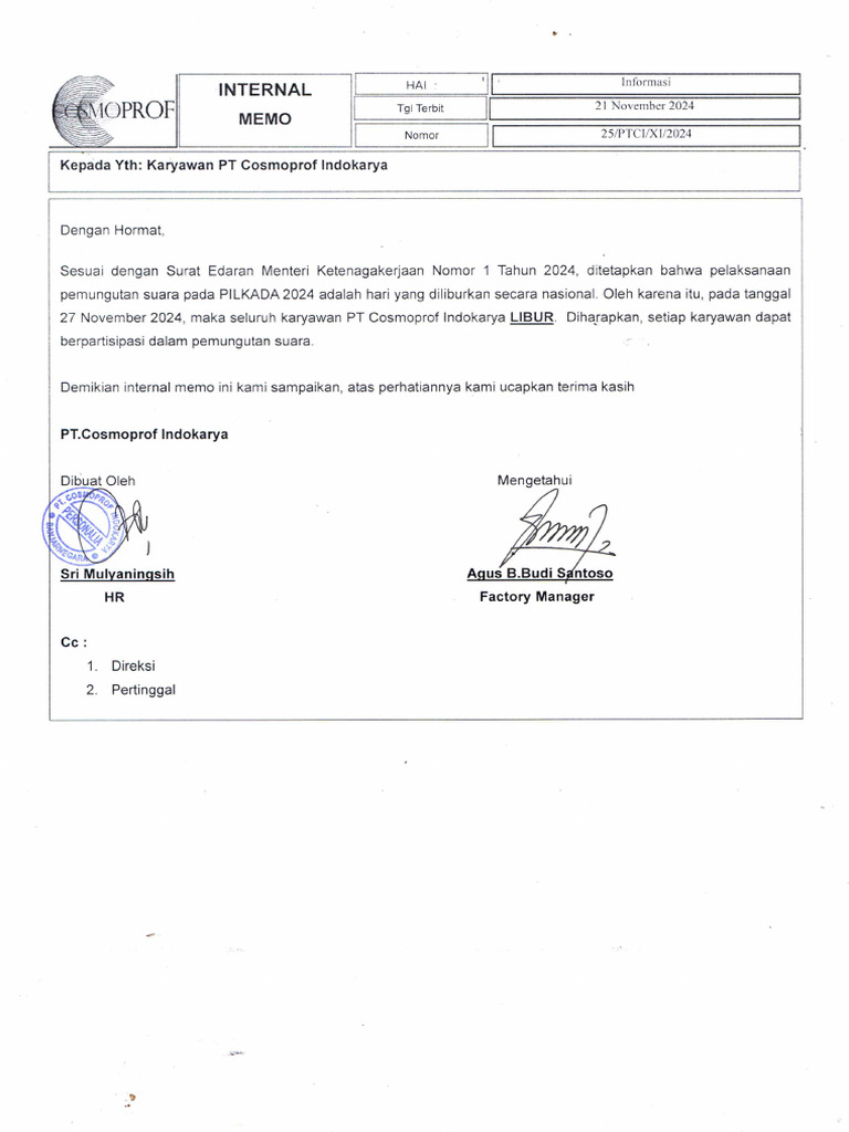 Internal Memo Pilkada | PDF