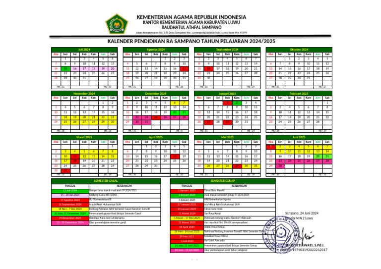 Kaldik RA Sampano Tahun 2024-2025 | PDF