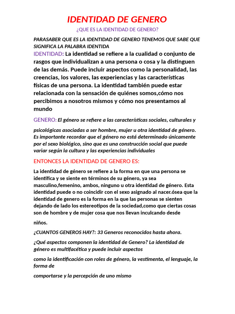 Que Es La Identidad de Genero | PDF | Identidad de género | Género