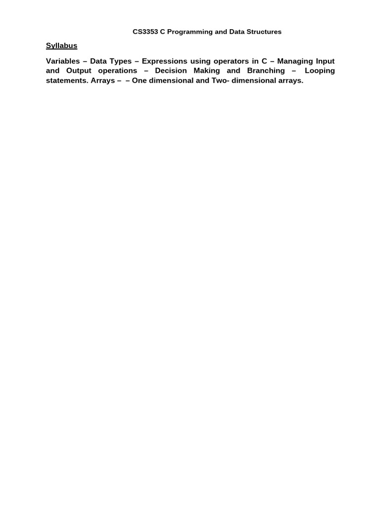 C Programming Data Types and Variables | PDF | Integer (Computer ...