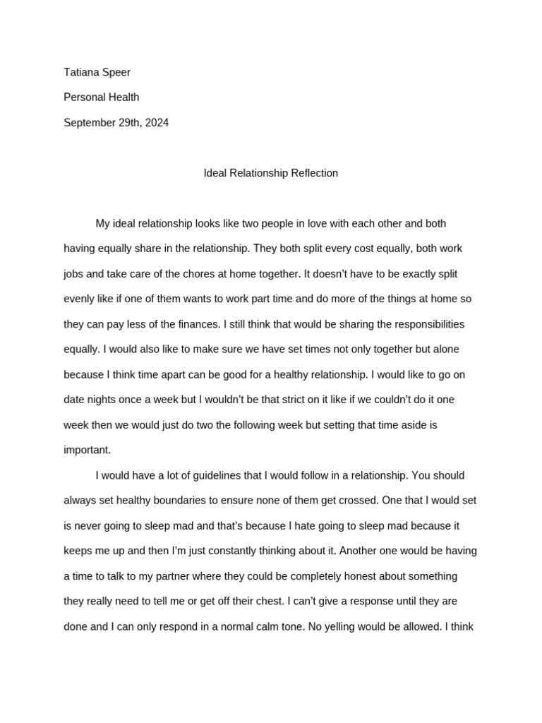 Ideal Relationship Reflection | PDF