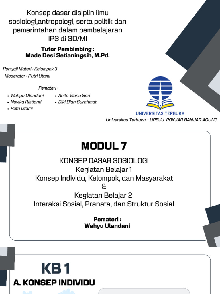 Presentasi Kelompok 3 Konsep Dasar Ips Modul 789 | PDF | Pengembangan Diri | Sains & Matematika