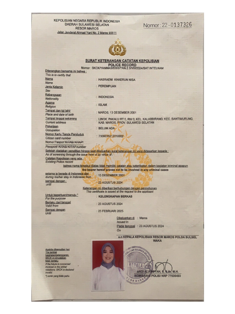 SKCK Hasraeni Khairun Nisa | PDF