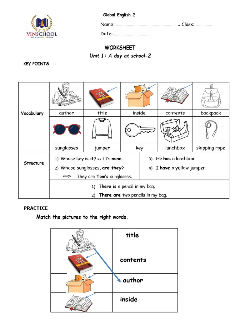 W3-Weekly Worksheet Grade 1 | PDF