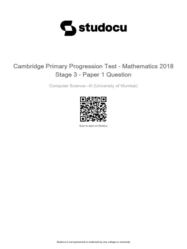 Cambridge Primary Math Test 2018 | PDF