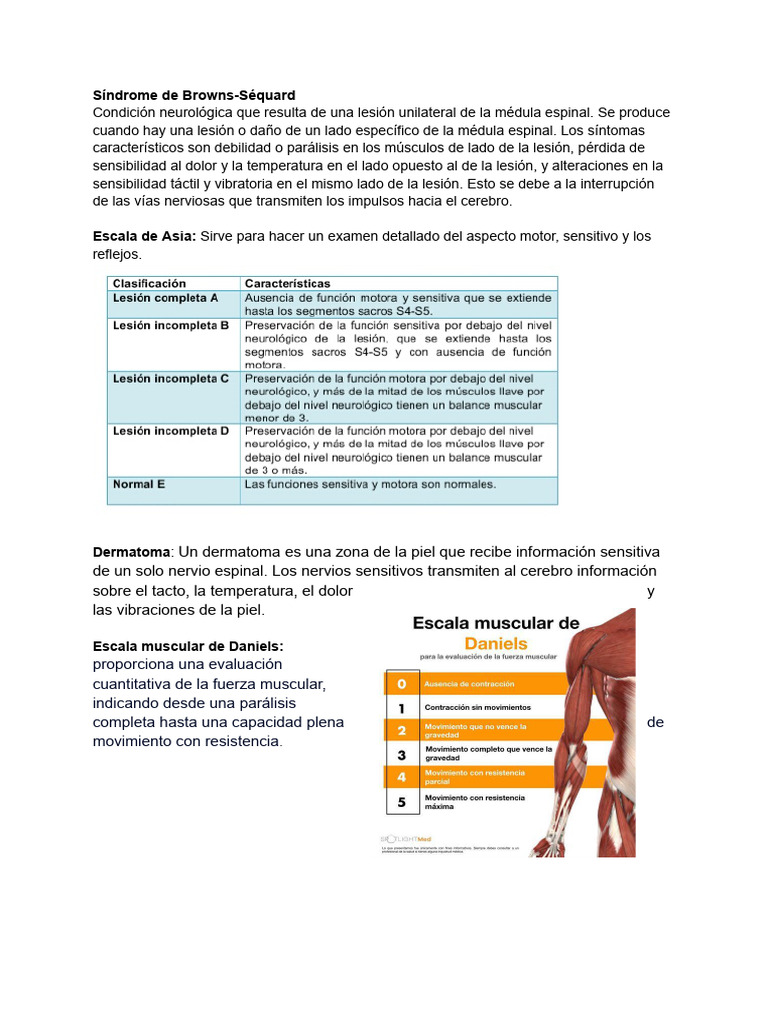 Síndrome de Brown-Séquard: Lesión Medular Unilateral | PDF | Carrera ...