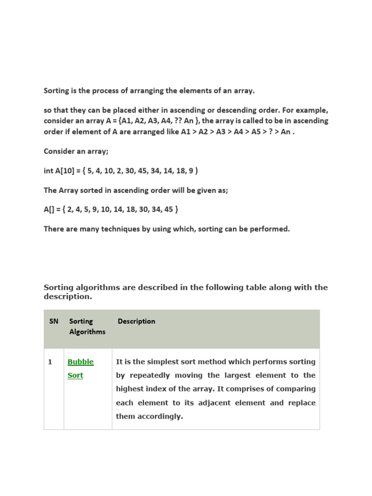 DS - Unit V - Sorting | PDF | Applied Mathematics | Computing DS - Unit V - Sorting | PDF | Applied Mathematics | Computing