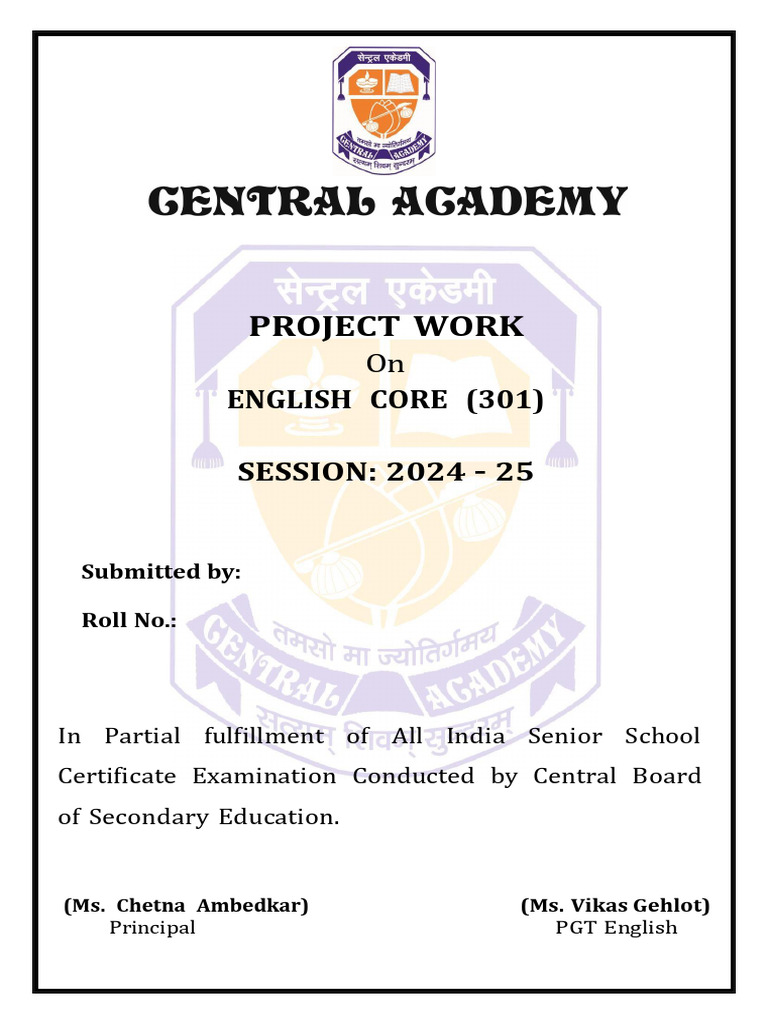 English Core Project Work 2024-25 | PDF