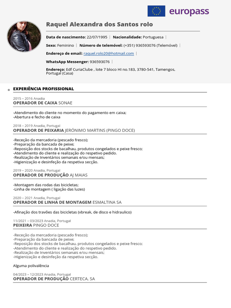 CV Raquel | PDF | Portugal