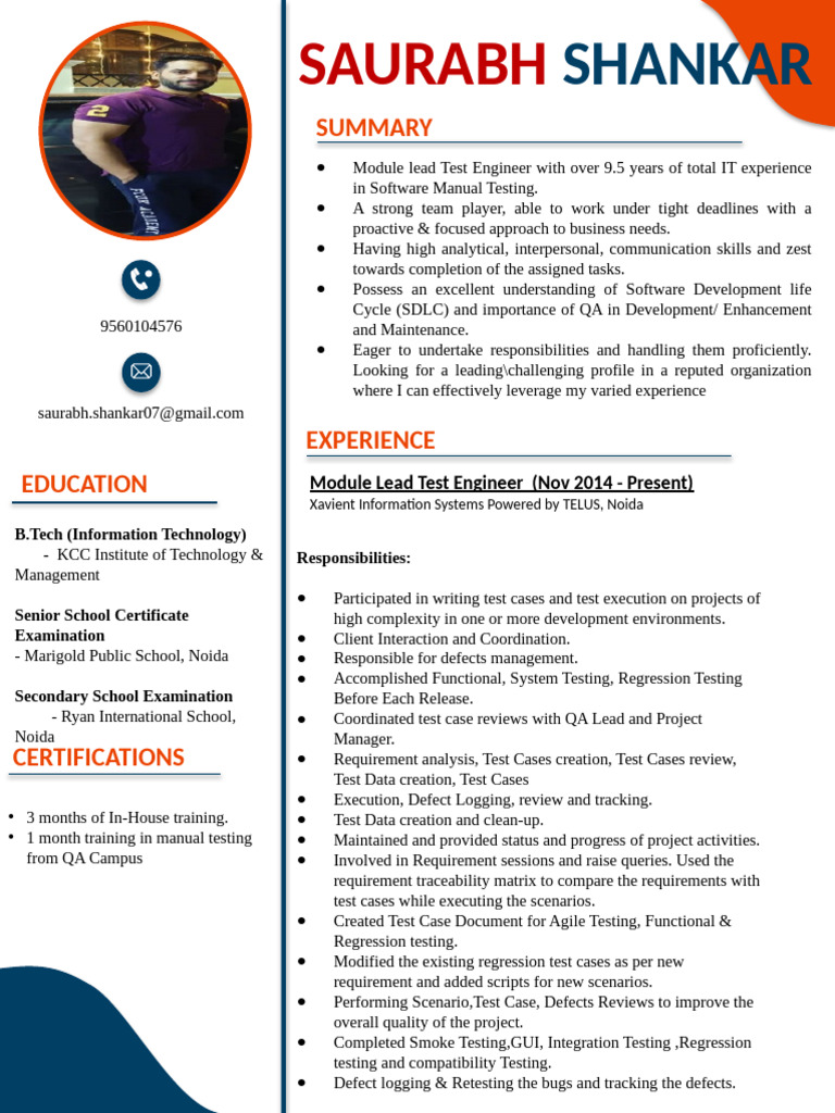 Saurabh Shankar Resume | PDF | Software | Computing