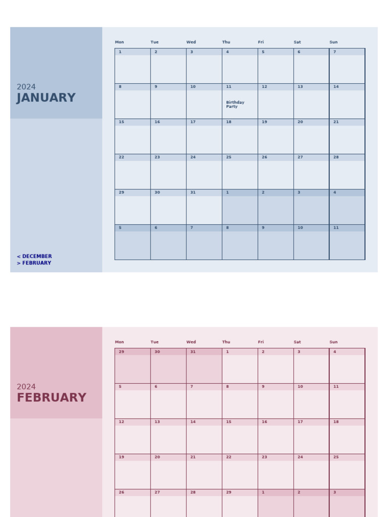 2024 Twelve Month Calendar | PDF