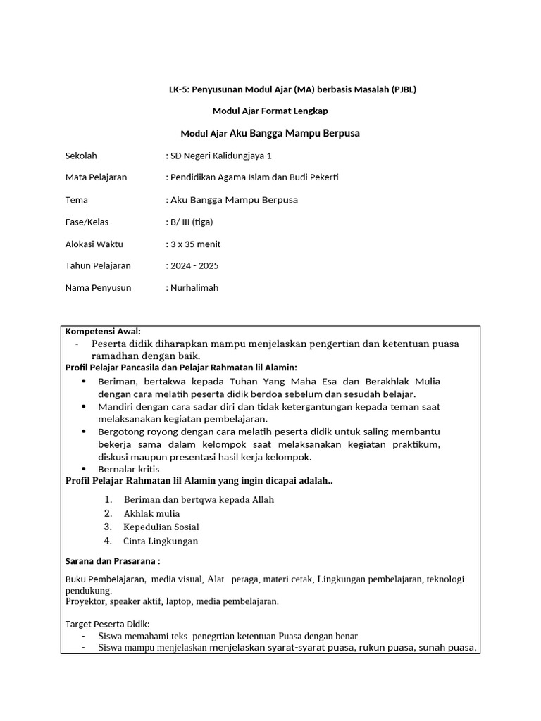 LK 6 PJBL Nur | PDF | Karier & Perkembangan