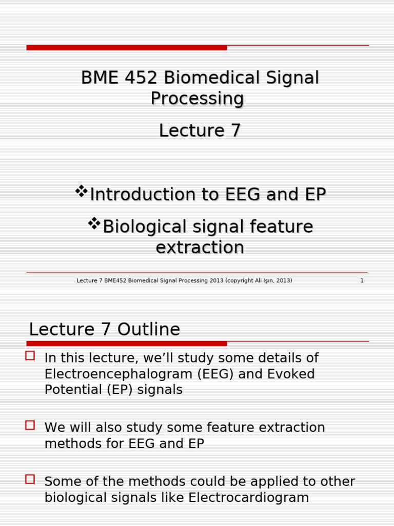 Bme 452 BSP Lecture 7 - 26 | PDF | Electroencephalography | Neuroimaging