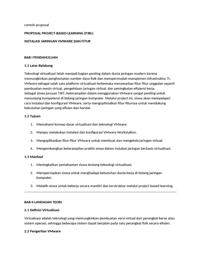 1, CTH Proposal Lengkap PJBL 1 | PDF