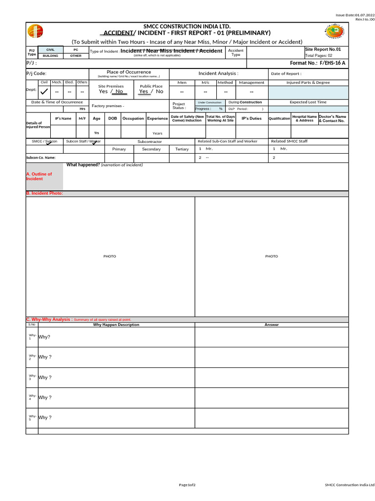 16a) First Report No.01 (Preliminary) | PDF