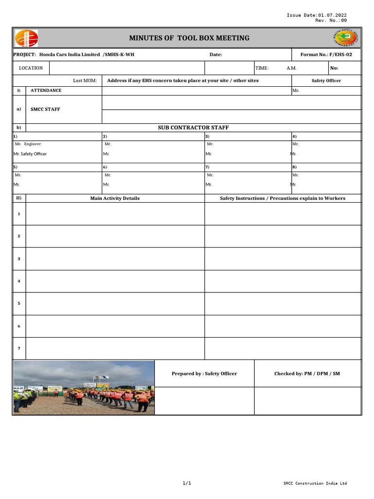 2) Daily Tool Box Meeting | PDF