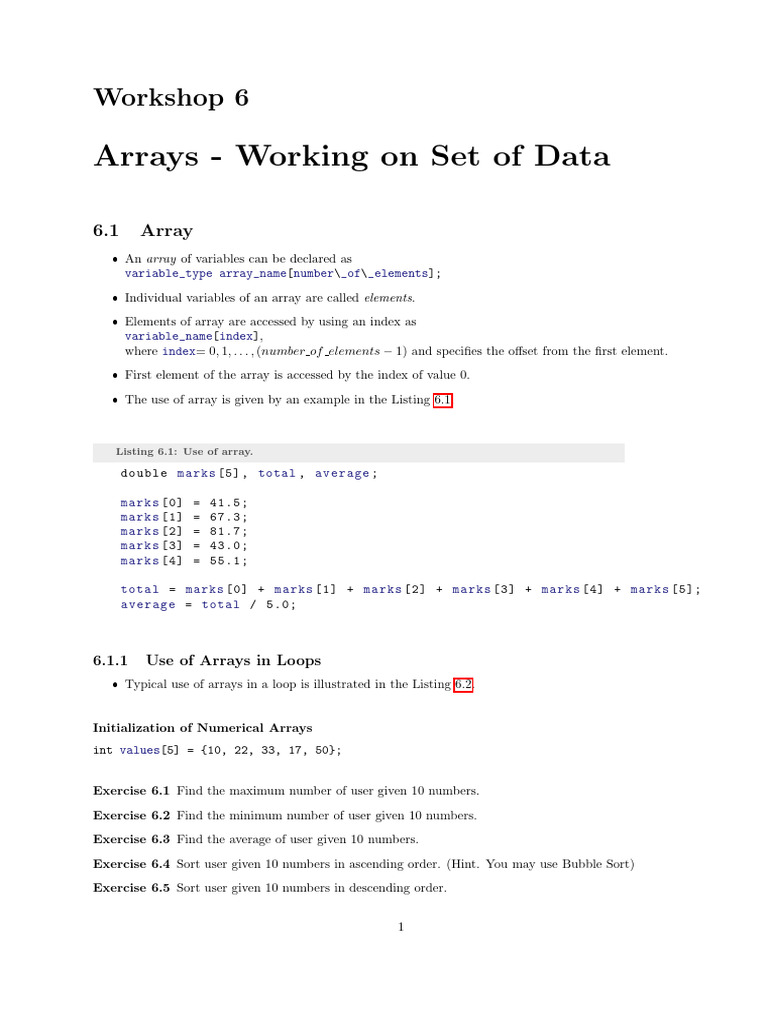 Arrays and C-Strings in Programming | PDF | Computer Data | Computer ...