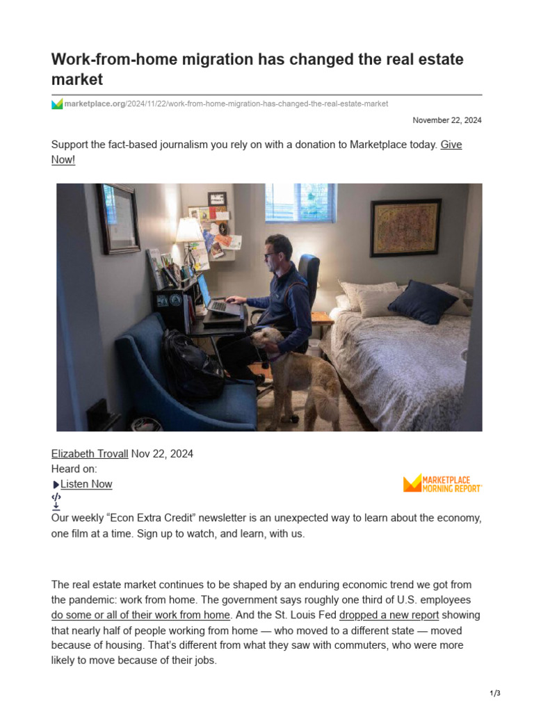 WFH Migration's Impact on Real Estate | PDF | Economies