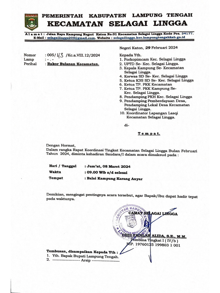 Undangan Rakor | PDF