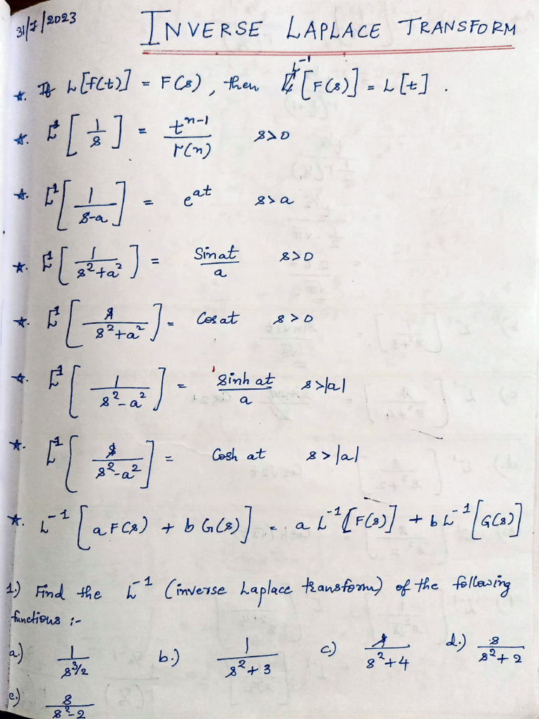 Inverse Laplace Transform | PDF