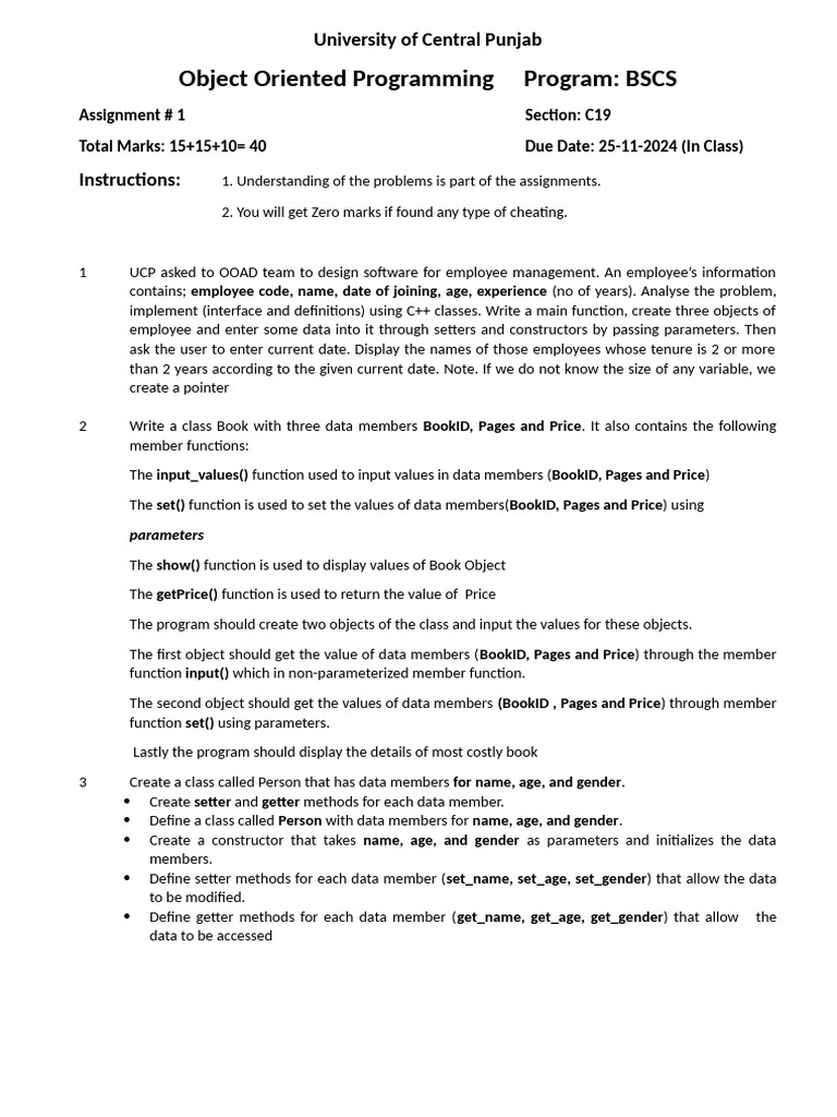 Assignment 1 Pdf Class Computer Programming Method Computer Programming