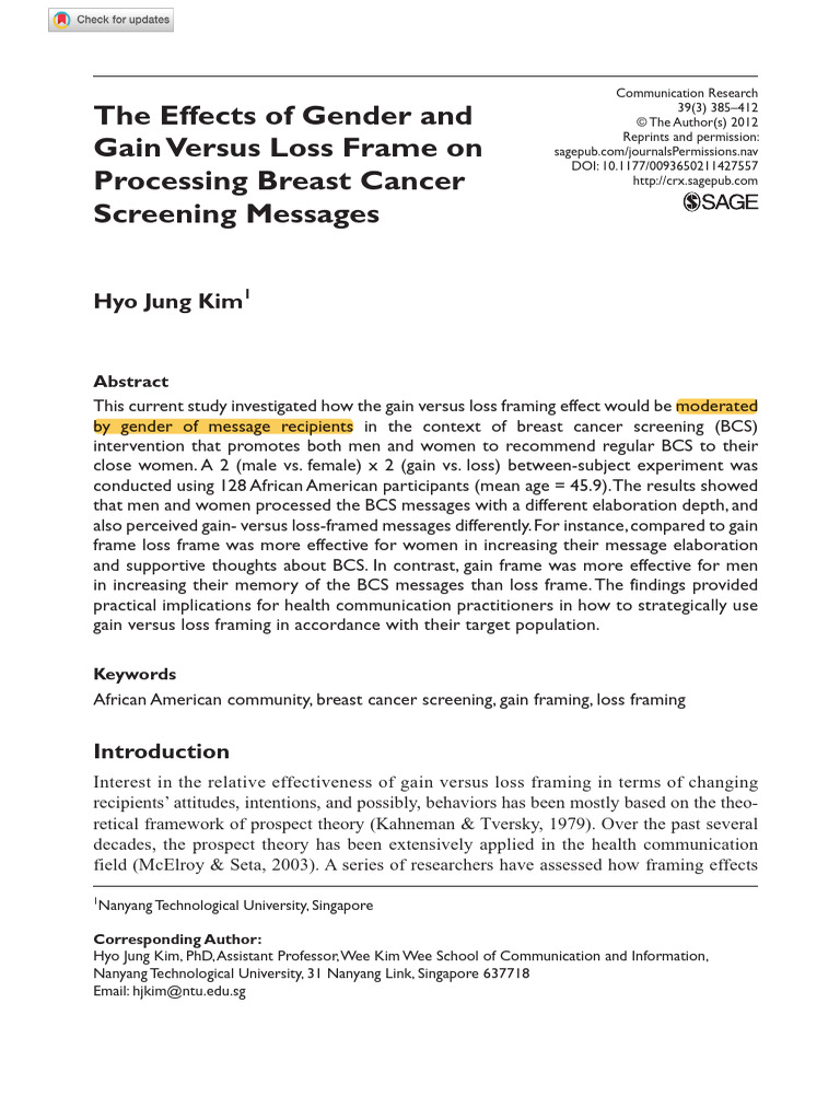Kim 2012 | PDF | Framing (Social Sciences) | Cognition