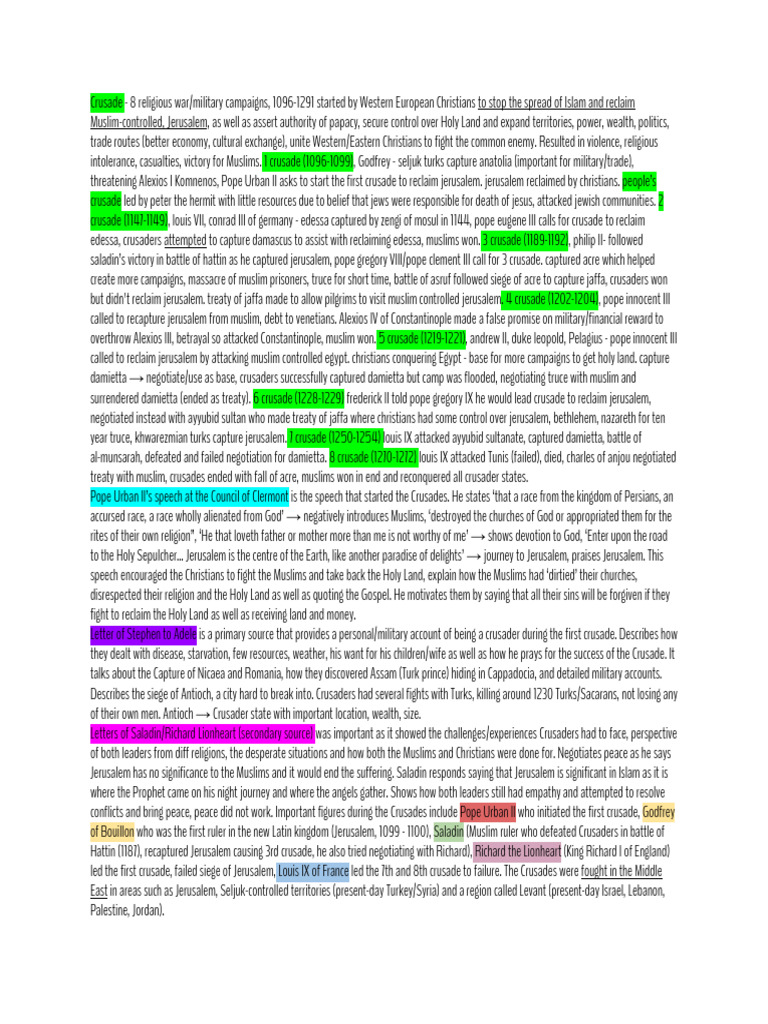 Crusades Factsheet | PDF | Crusades | High Middle Ages