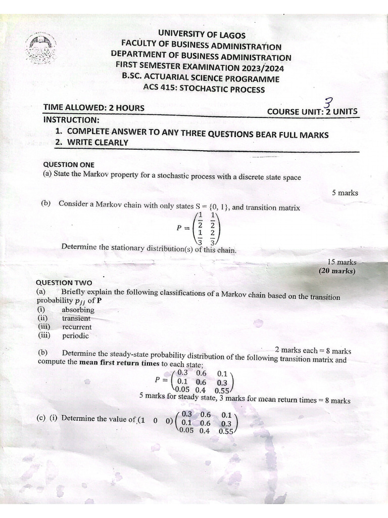 Acs 415 PQ 2023,2024 | PDF