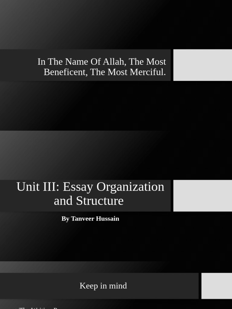 Lec 9 Unit III Essay Organization and Structure | PDF | Essays | Paragraph