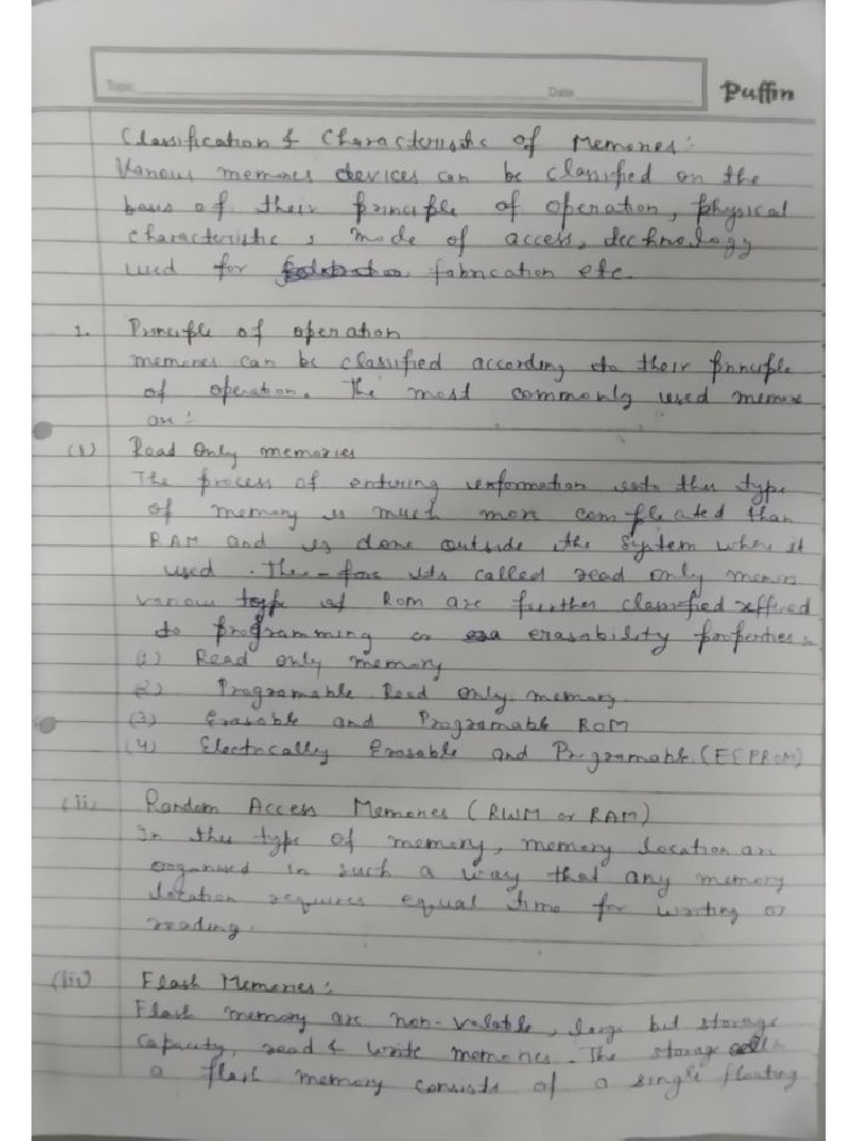 Classification and Characteristics of Memory Device | PDF