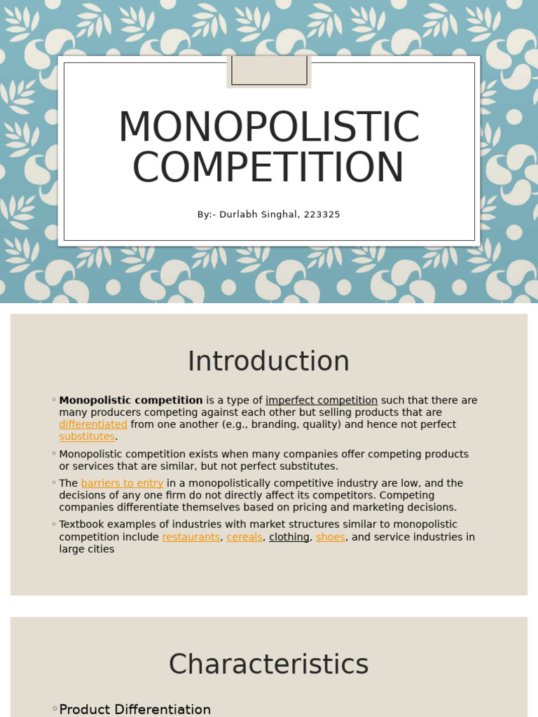 Monopolistic Competition-1 | PDF | Monopoly | Market Power