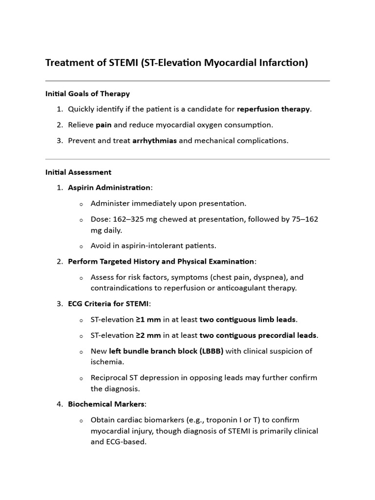 Treatment of STEMI (1) | PDF | Myocardial Infarction | Clinical Medicine