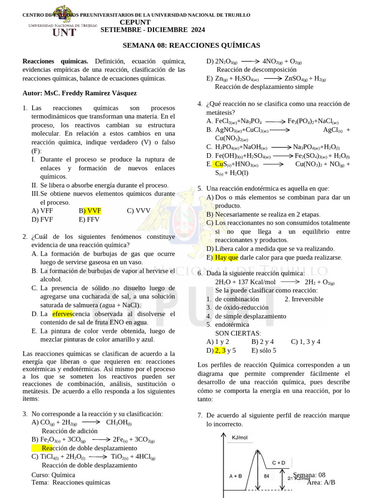 Semana 08 Reacciones Químicas Ciencias | PDF | Redox | Fenómenos científicos