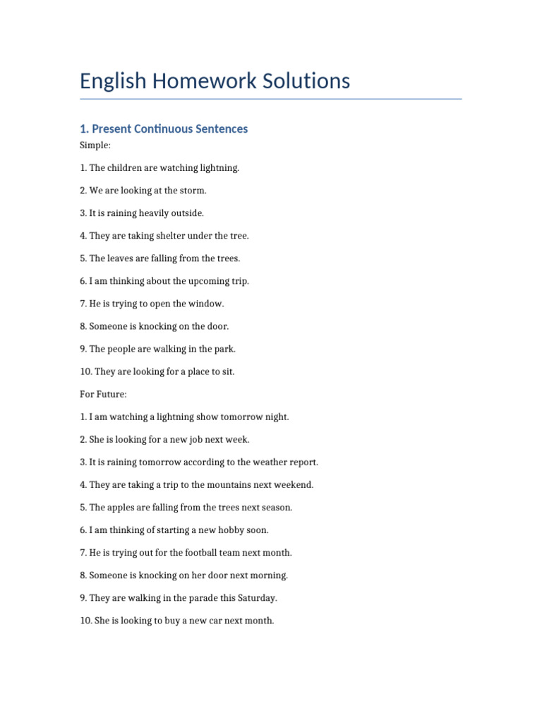 English Homework Solutions | PDF