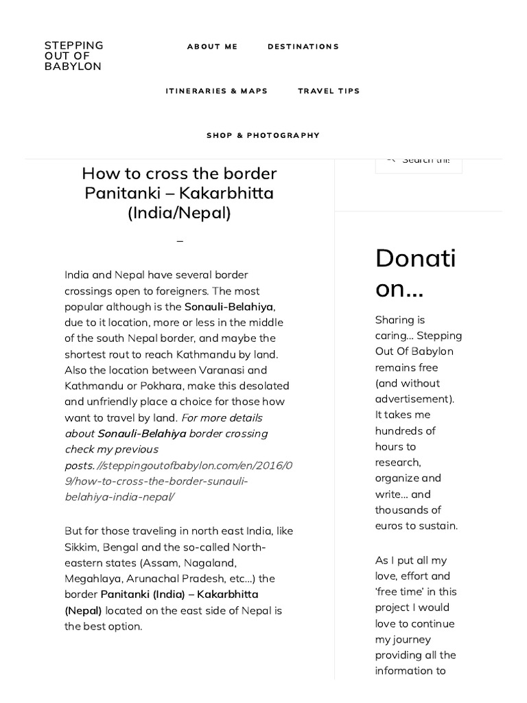 How To Cross The Border Panitanki - Kakarbhitta (India - Nepal) | PDF ...