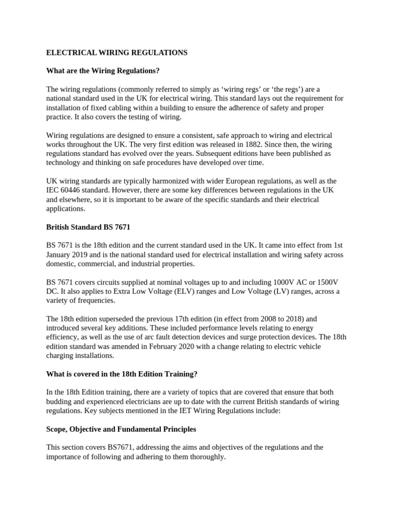 Electrical Wiring Regulations | PDF | Electrical Wiring | Electrical ...